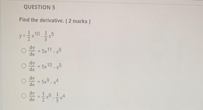 Solved Find the derivative. ( 2 marks ) | Chegg.com