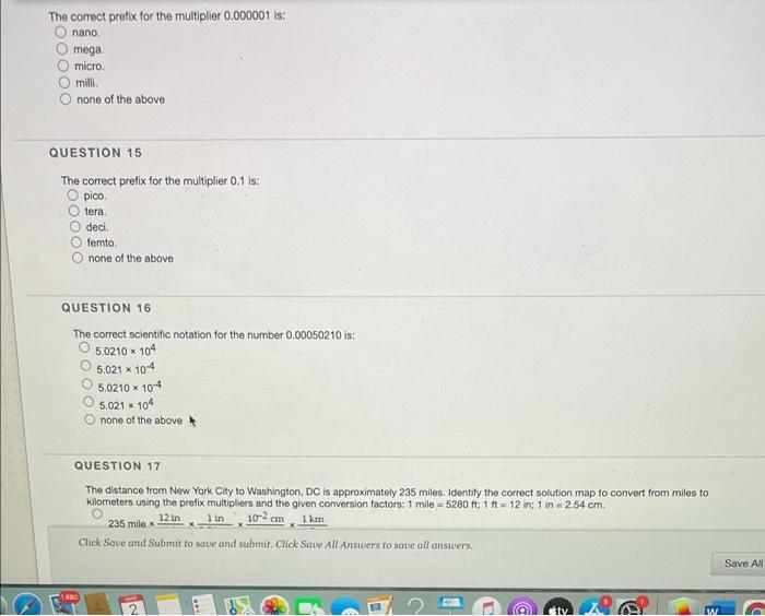 Solved The correct profix for the multiplier 0.000001 is: O | Chegg.com