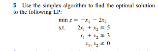 Solved 5 ﻿Use the simplex algorithm to find the optimal | Chegg.com