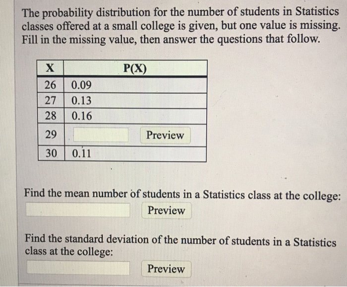 Solved The probability distribution for the number of | Chegg.com