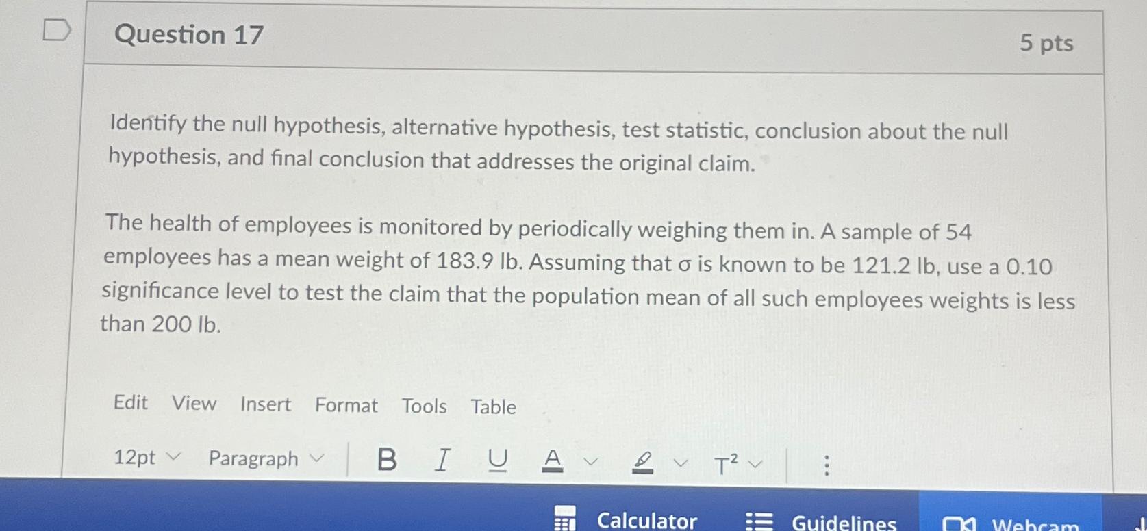 Solved Question 175 ﻿ptsIdentify the null hypothesis, | Chegg.com