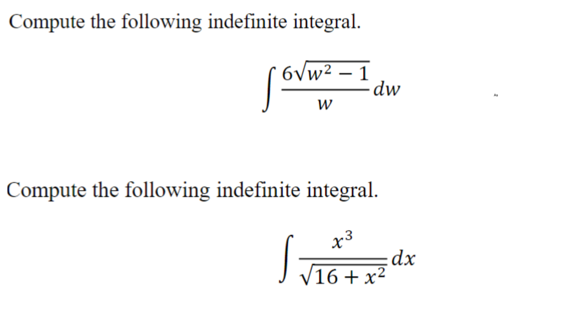 Solved Compute the following indefinite | Chegg.com