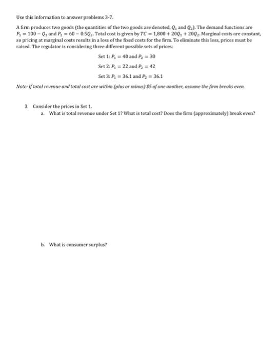 Solved Use this information to answer problems 3-7. A firm | Chegg.com