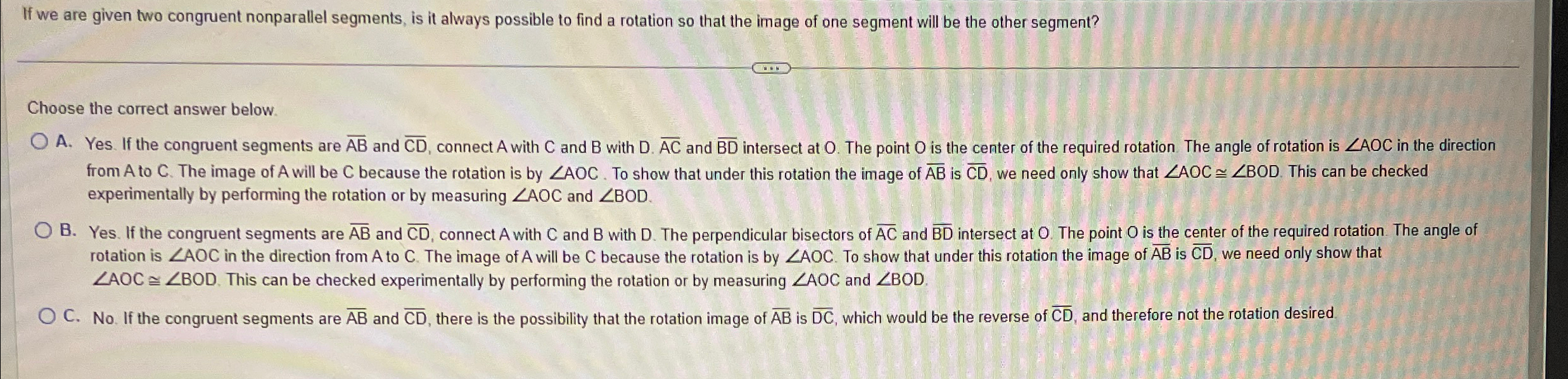 Solved If we are given two congruent nonparallel segments, | Chegg.com
