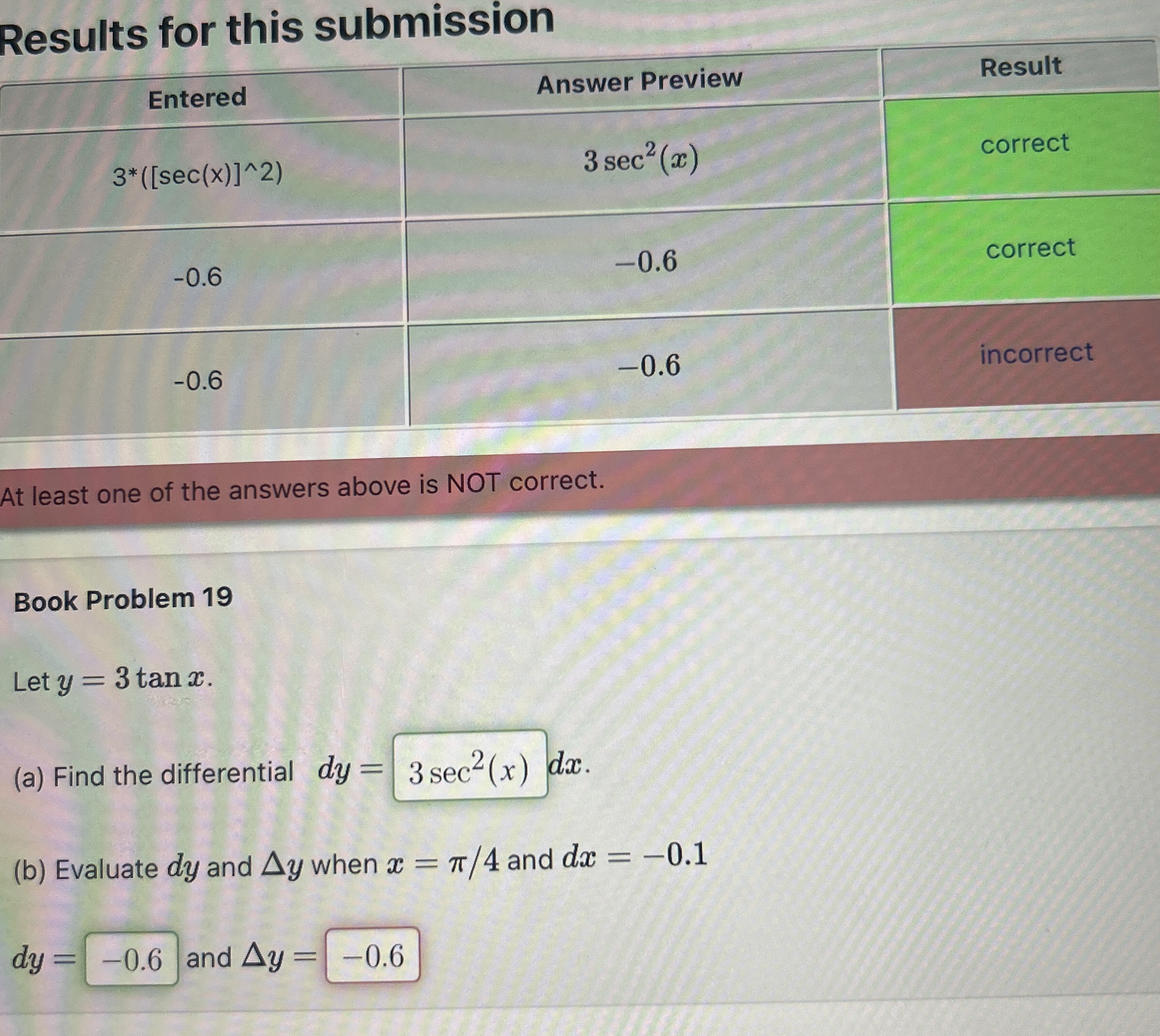 Solved Results for this submission\table[[Entered,Answer | Chegg.com