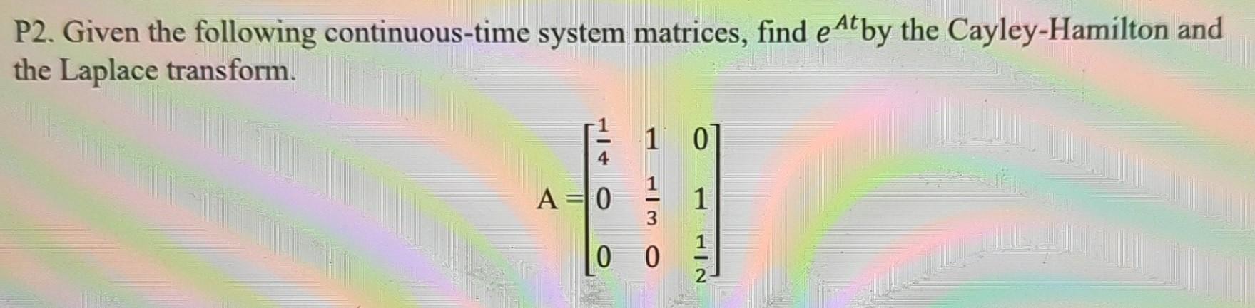 Solved P2. Given the following continuous-time system | Chegg.com