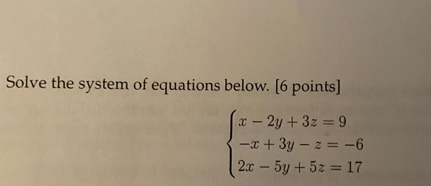 Solved Solve the system of equations | Chegg.com