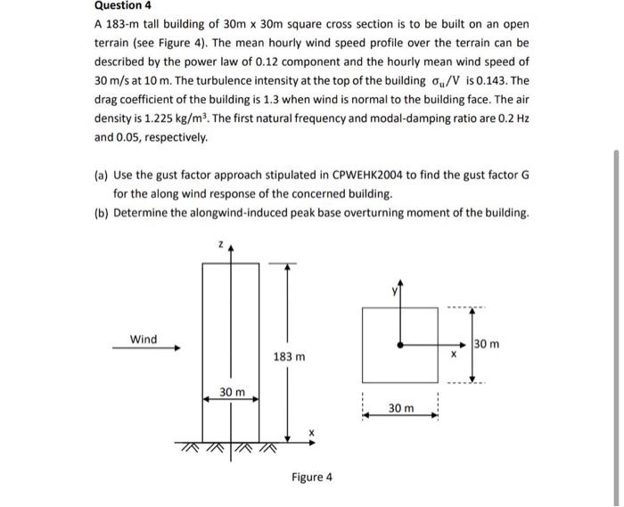 Question 4 A 183-m tall building of 30m x 30m square | Chegg.com