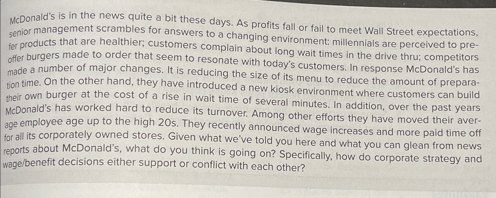 Solved How to solve McDonald's is in the news quite a bit | Chegg.com
