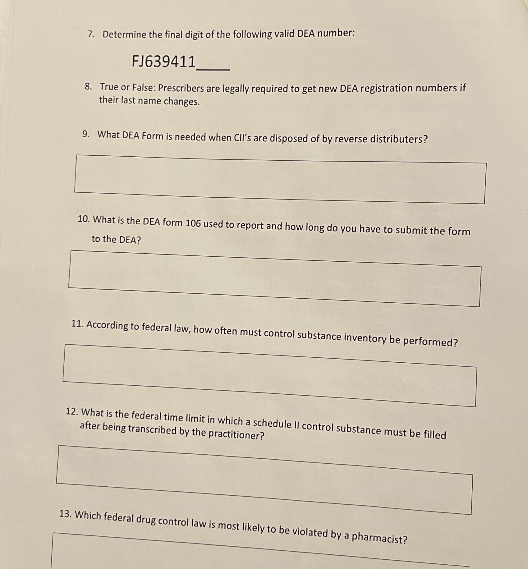 Solved Determine the final digit of the following valid DEA | Chegg.com