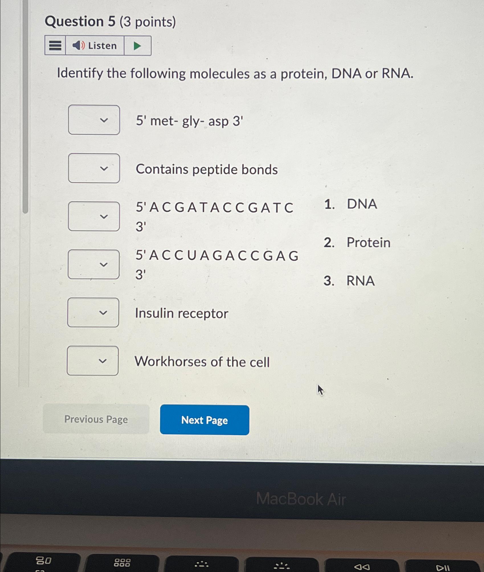Solved Question 5 (3 ﻿points)ListenIdentify the following | Chegg.com