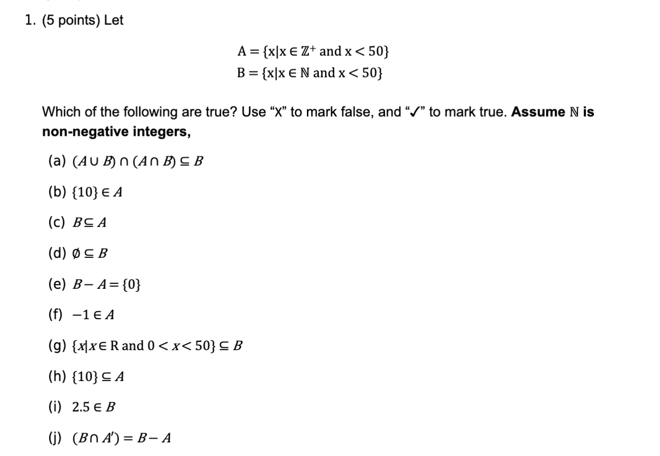 Solved (5 ﻿points) ﻿LetA={x|xinZ+and x