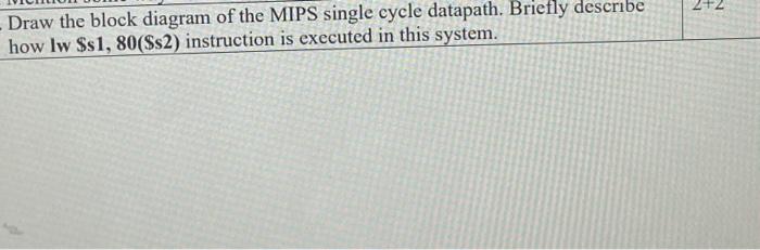 Solved Draw the block diagram of the MIPS single cycle | Chegg.com