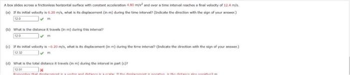 Solved box slides across a frictionless horizontal surface | Chegg.com