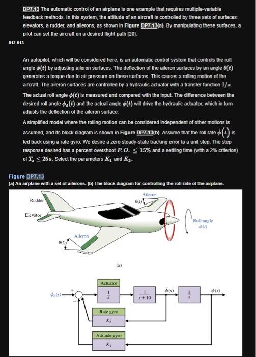 DP7.13 The automatic control of an airplane is one | Chegg.com