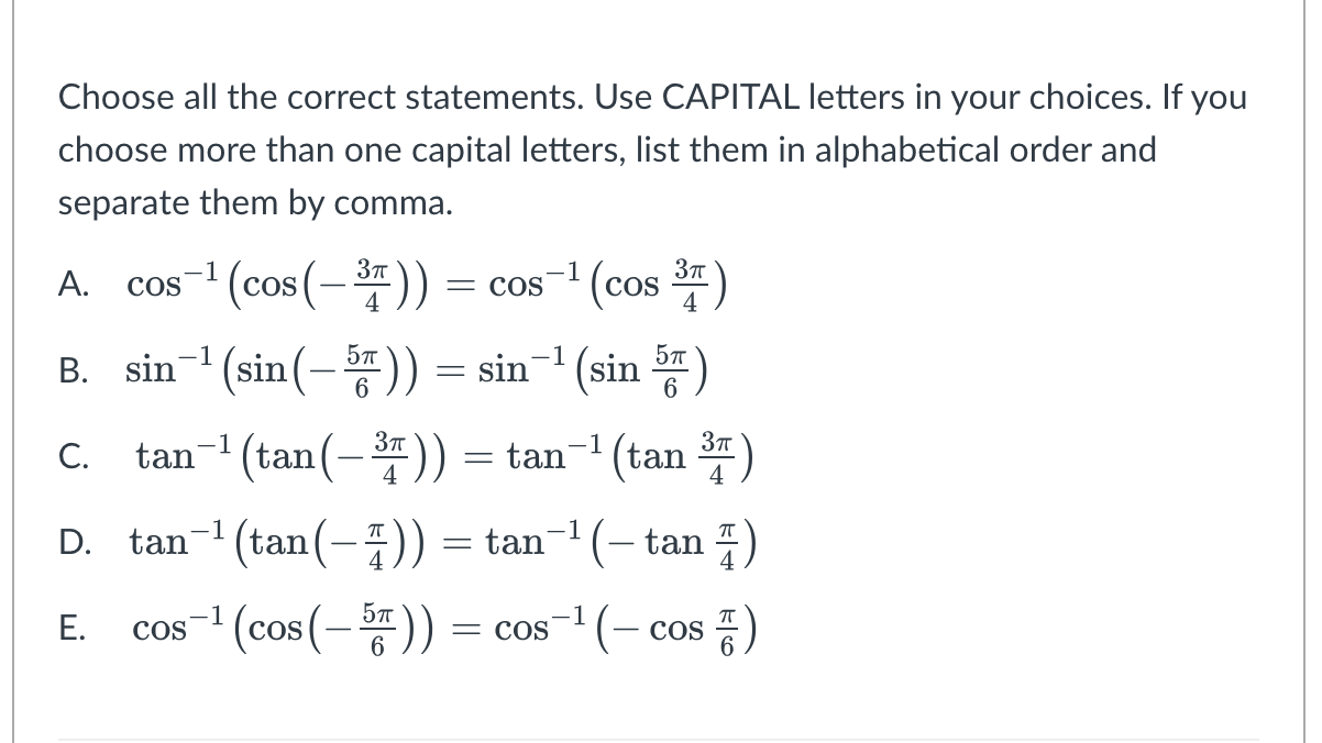 Solved Choose all the correct statements. Use CAPITAL | Chegg.com