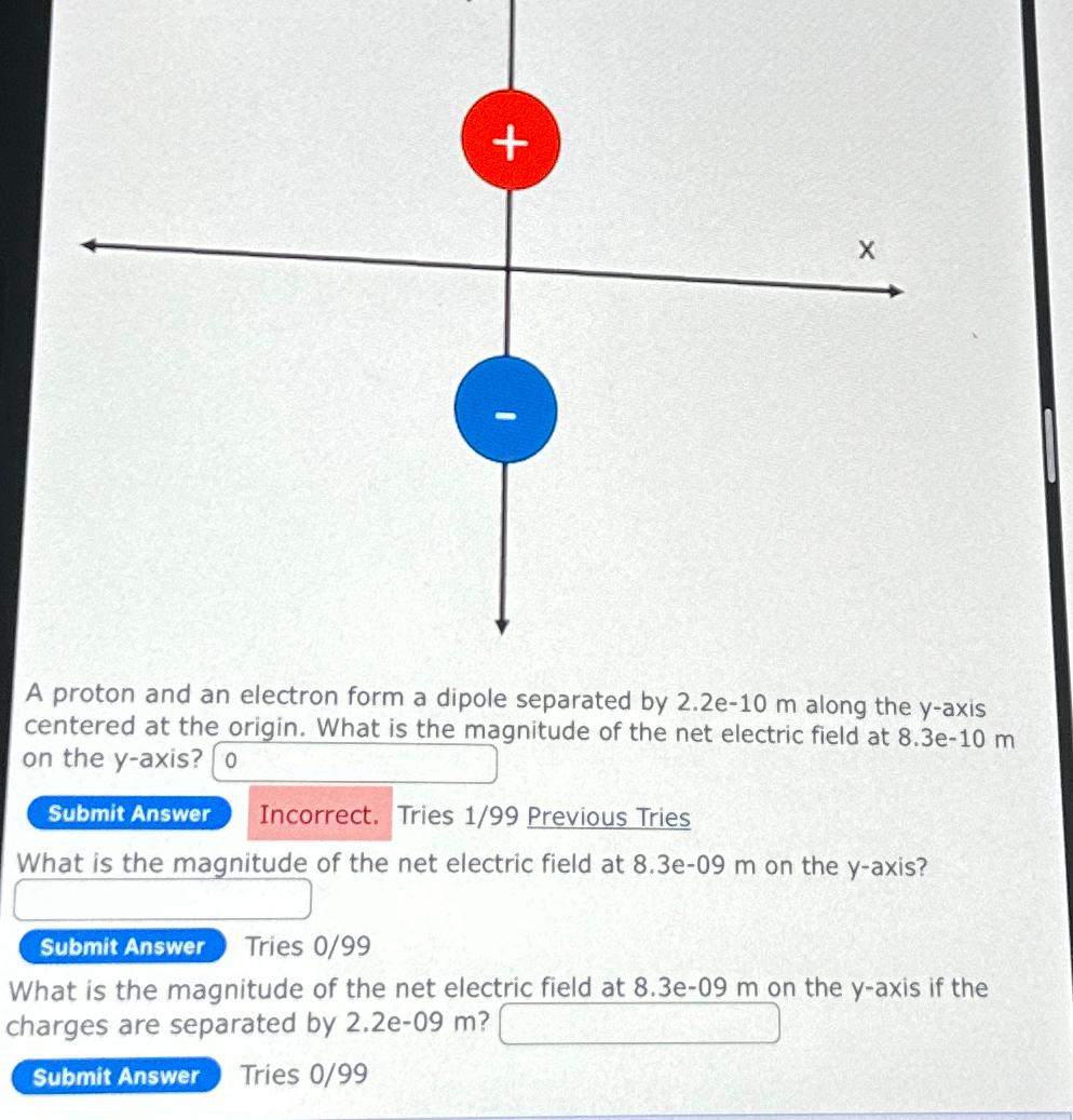 Solved A proton and an electron form a dipole separated by | Chegg.com