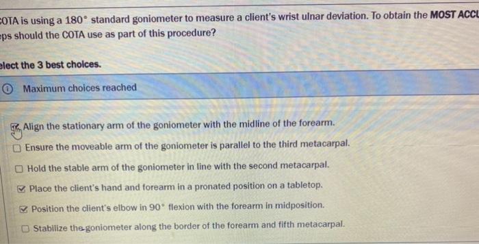 OTA is using a 180∘ standard goniometer to measure a | Chegg.com