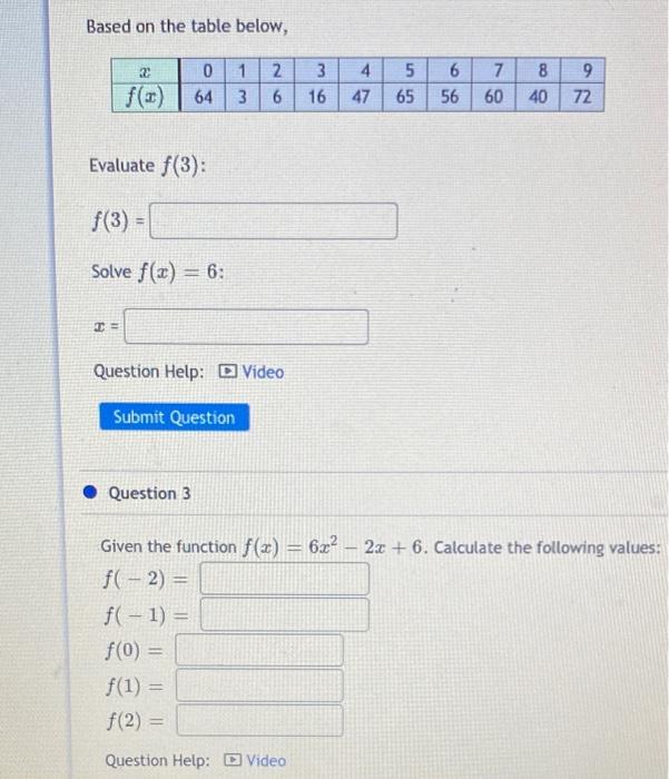 Solved Based on the table below, 2 0 1 2 3 3 4 5 6 7 8 9 64 | Chegg.com