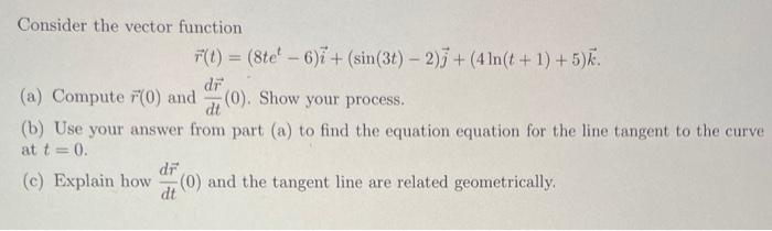 Solved Consider the vector function | Chegg.com