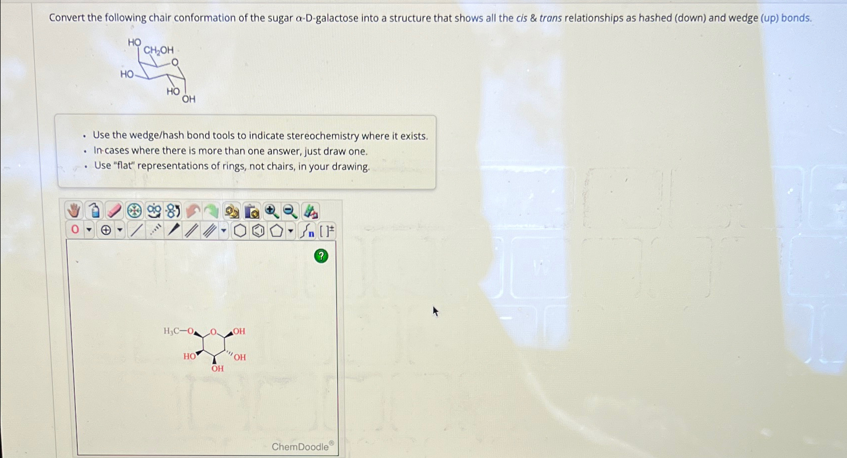 Solved Convert the following chair conformation of the sugar | Chegg.com