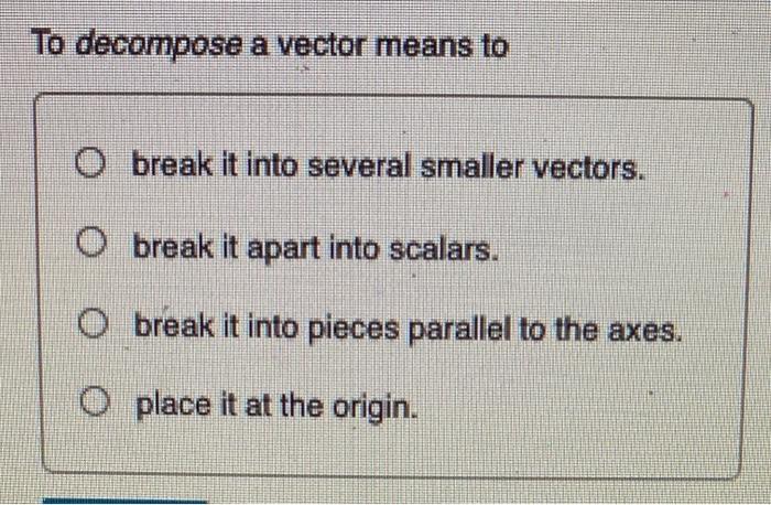 To decompose a vector means to O break it into | Chegg.com