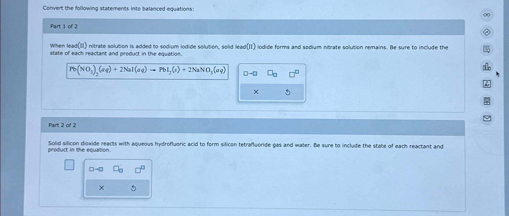 Solved Convert the following statements into balanced | Chegg.com
