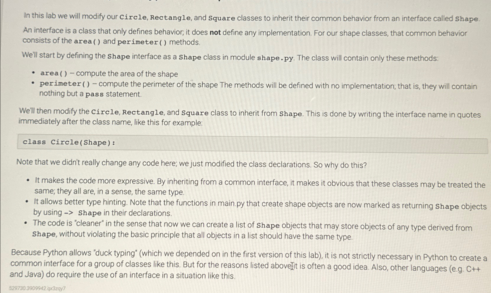 Solved In this lab we will modify our Circle, Rectangle, and | Chegg.com