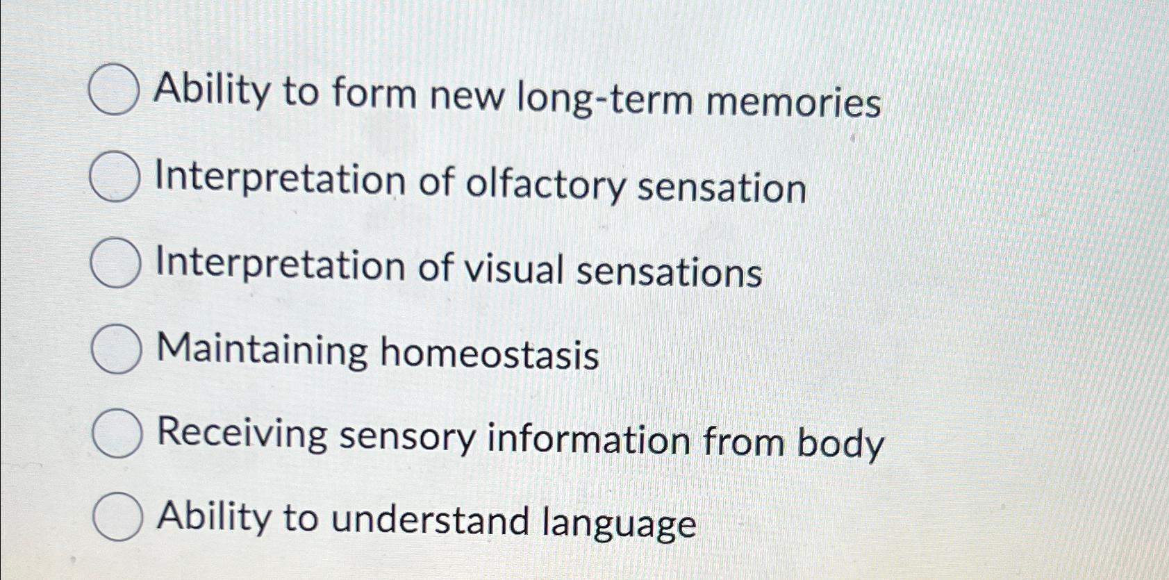 Solved Thalamus Functionability To Form New Long Term