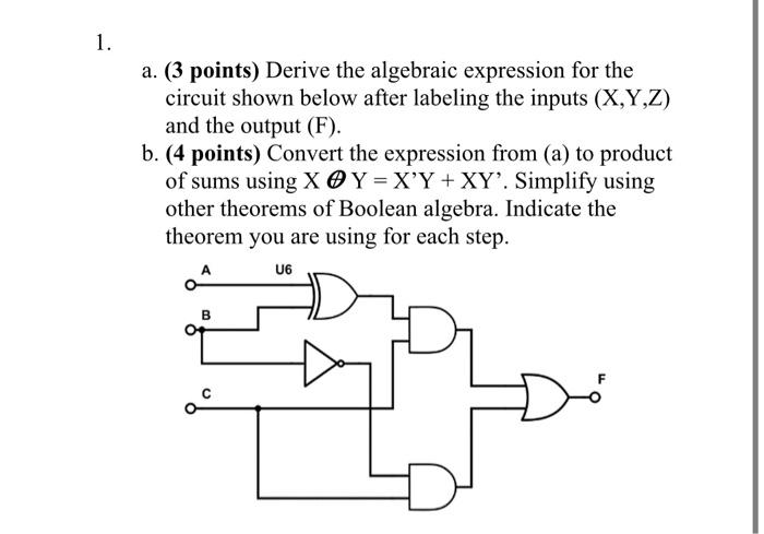 Solved a. (3 points) Derive the algebraic expression for the | Chegg.com