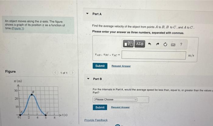 Solved An object moves along the x-axis. The figure shows a | Chegg.com