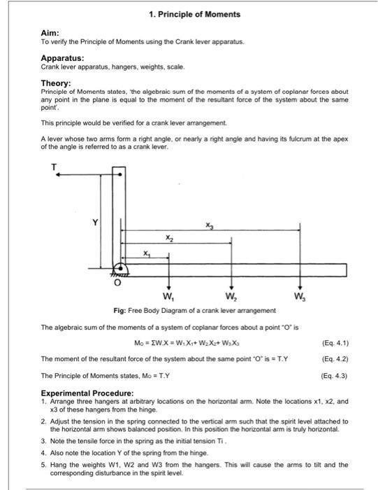 Solved 1. Principle of Moments Aim: To verify the Principle | Chegg.com