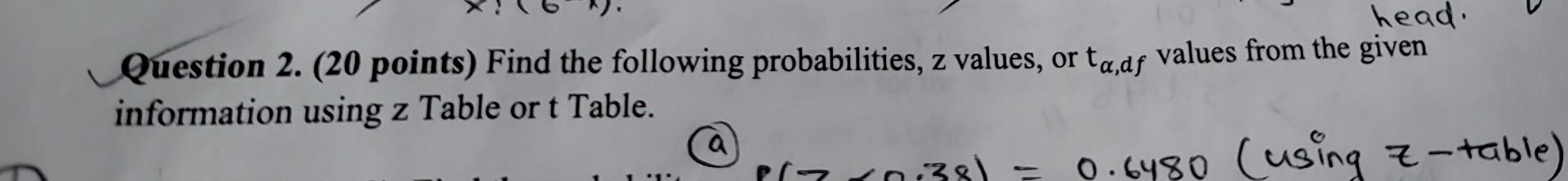 Question 2. (20 points) Find the following | Chegg.com