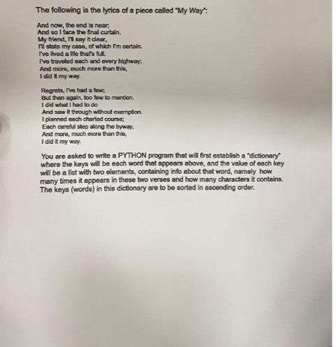 Solved You are asked to write a PYTHON program that will | Chegg.com