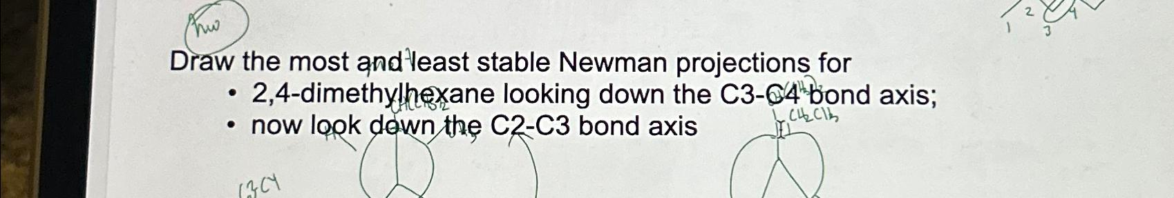 Solved Draw the most and least stable Newman projections | Chegg.com