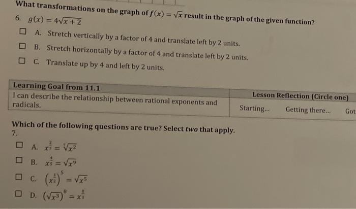 Solved What Transformations On The Graph Of Fx Vx Result 