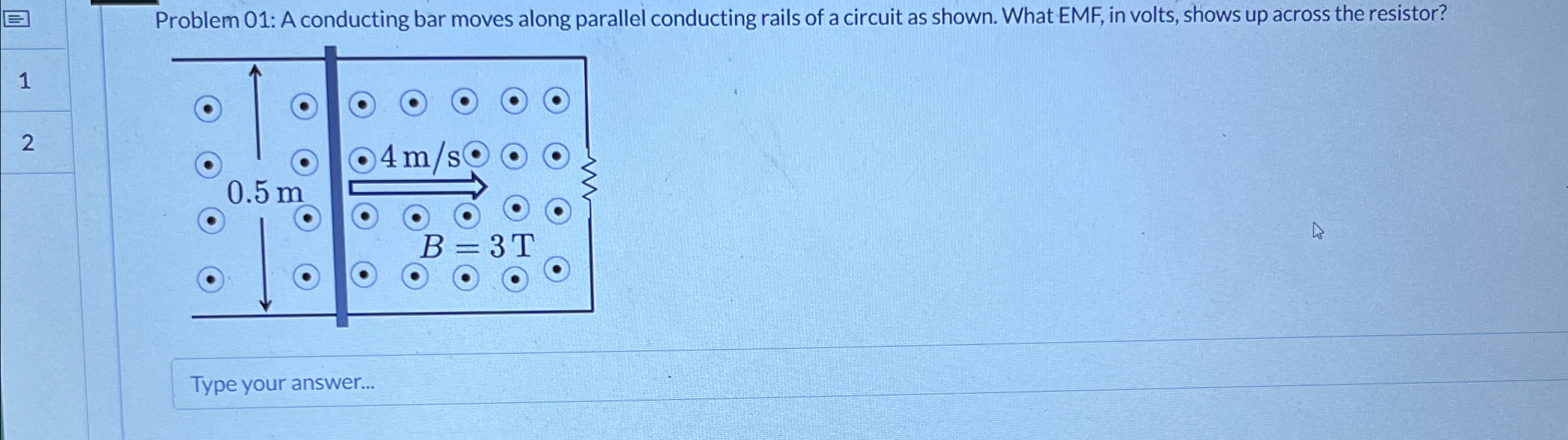 Solved Problem 01: A conducting bar moves along parallel | Chegg.com