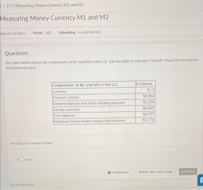 Solved > 27.2 Measuring Money Currency M1 and M2 Measuring | Chegg.com
