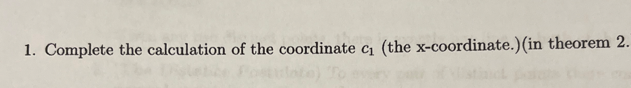 Complete the calculation of the coordinate c1 (the | Chegg.com