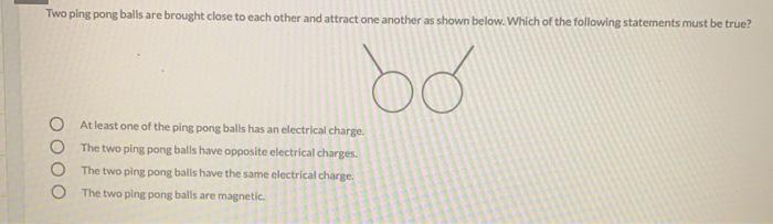 Solved Two ping pong balls are brought close to each other | Chegg.com