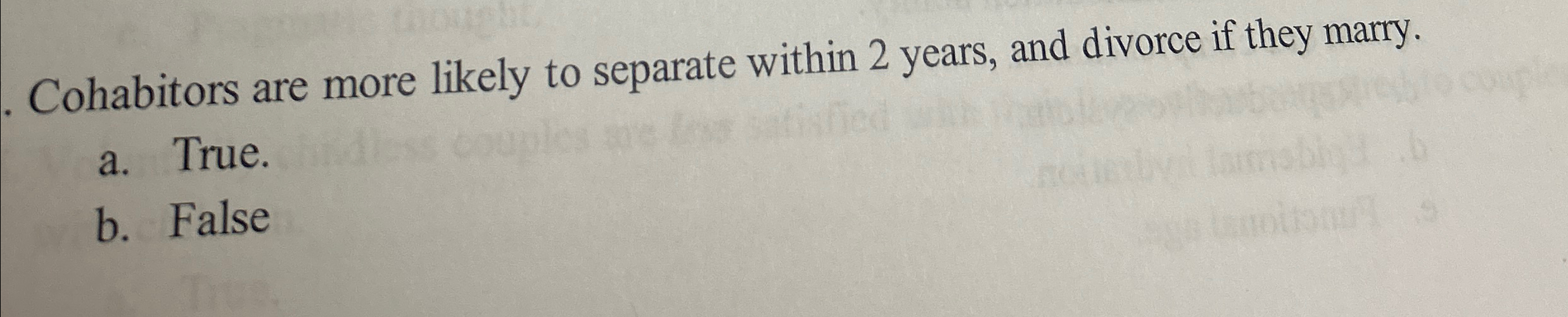 Solved Cohabitors are more likely to separate within 2 | Chegg.com