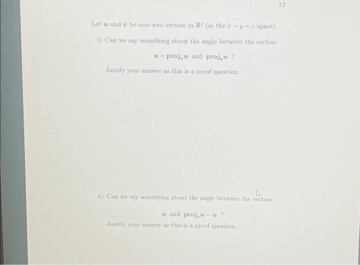 Solved Let u and v be non-zero vectors in R3 (in the x−y−z | Chegg.com