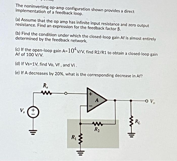 Solved The noninverting op-amp configuration shown provides | Chegg.com
