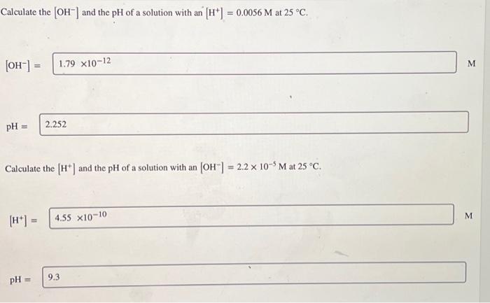 Solved Calculate the [OH-] and the pH of a solution with an | Chegg.com