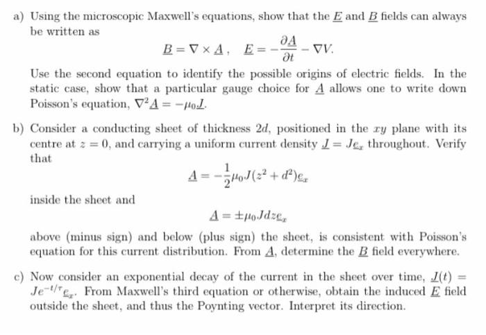 Solved a) Using the microscopic Maxwell's equations, show | Chegg.com