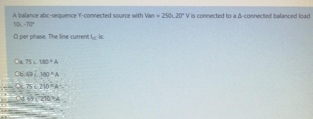 Solved A balance abc-sequence Y-connected source with Van = | Chegg.com