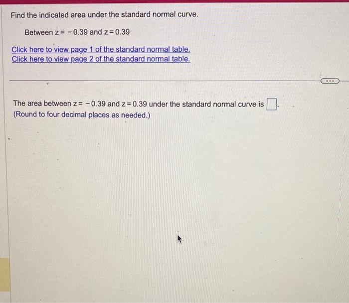 Solved Find the indicated area under the standard normal | Chegg.com