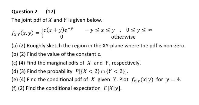 Solved The joint pdf of X and Y is given below. | Chegg.com