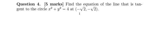 Solved Question 4. [5 marks] Find the equation of the line | Chegg.com