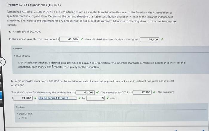 Solved Problem 10-34 (Algorithmic) ( LO. 6,8) Ramon had AGl | Chegg.com